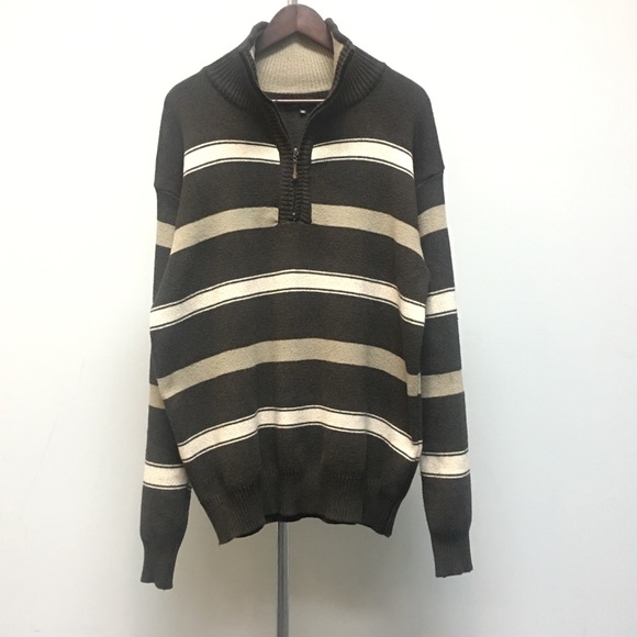 Pronti | Sweaters | Pronti Brown Tan And Beige Quarter Zip Sweater ...